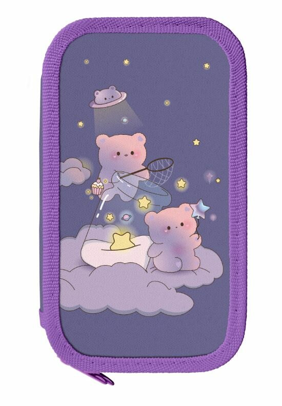 Schoolformat Пенал Мишки волшебники, 2 секции, 190х105 мм