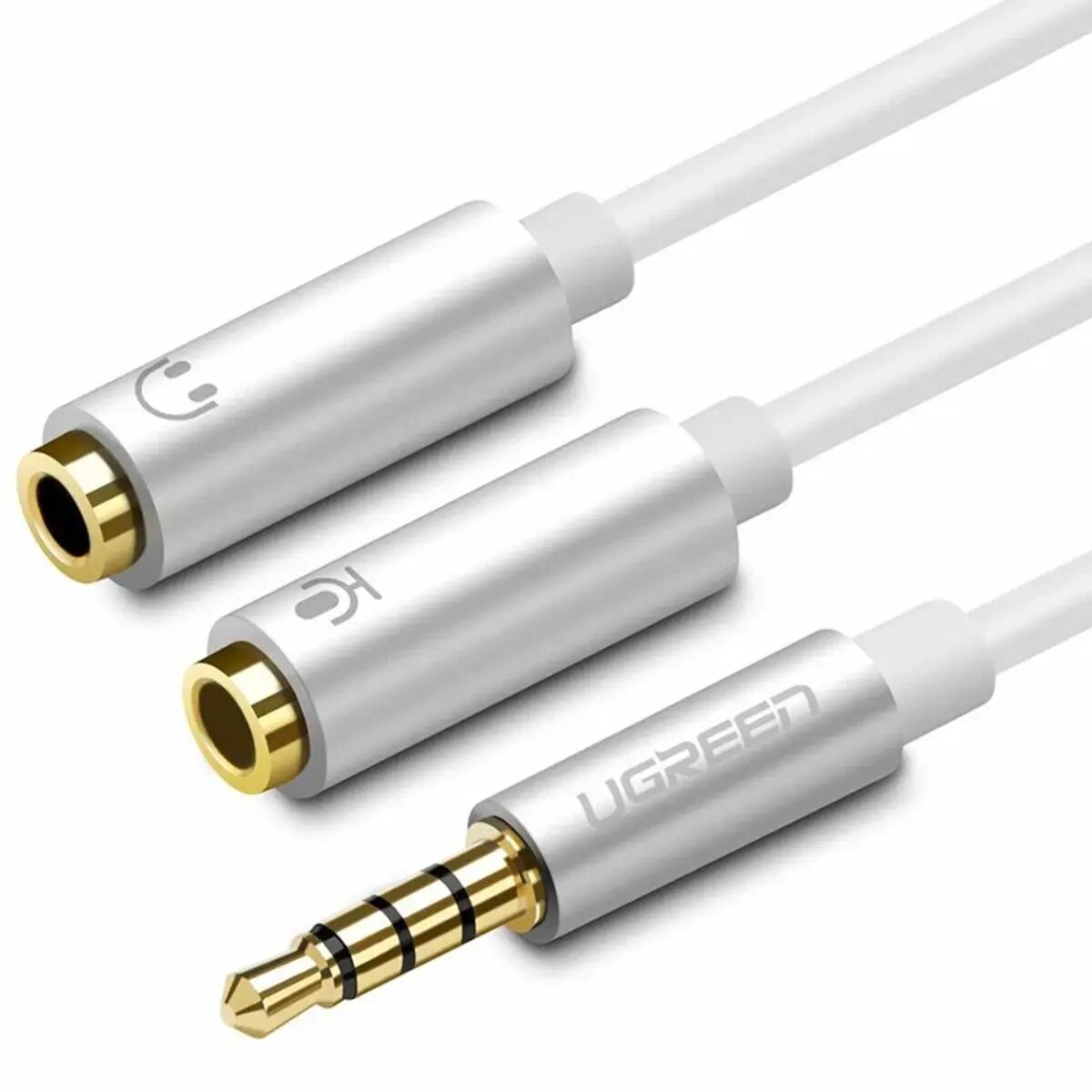 Разветлитель для гарнитуры UGREEN AV141 (10789) 3.5mm Male To Dual 3.5mm Female Headset Splitter белый, длина 20 см