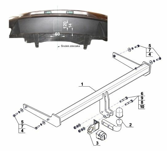 Фаркоп на Volkswagen Passat седан/универсал B7/3C 10/2010-2014 (паспорт и сертификат в комплекте)(без электрики) Steinhof. V-143