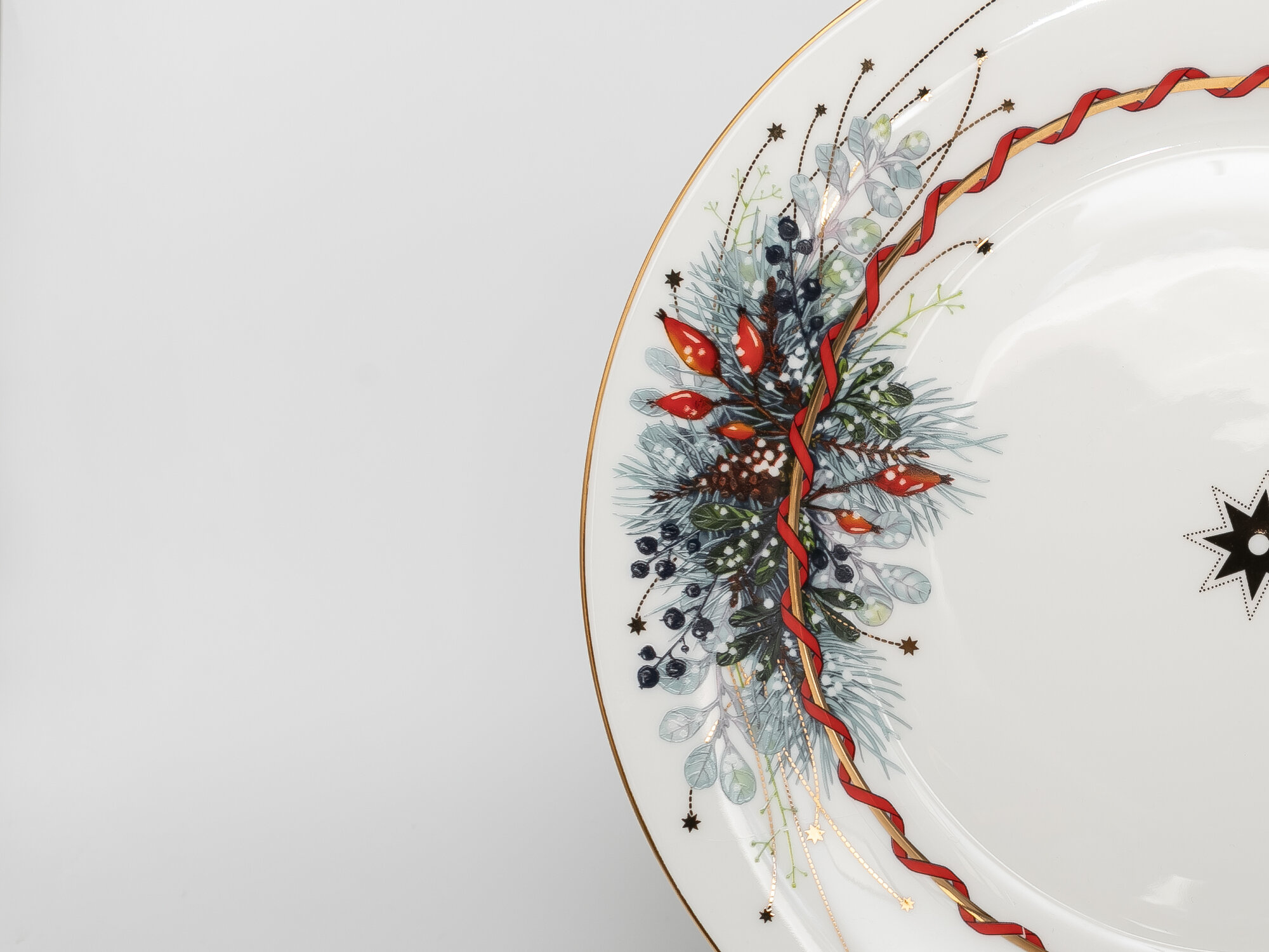 Тарелка, 270 мм. Форма "Стандартная - 2", рисунок "Календа". Императорский фарфоровый завод ИФЗ. Костяной фарфор.