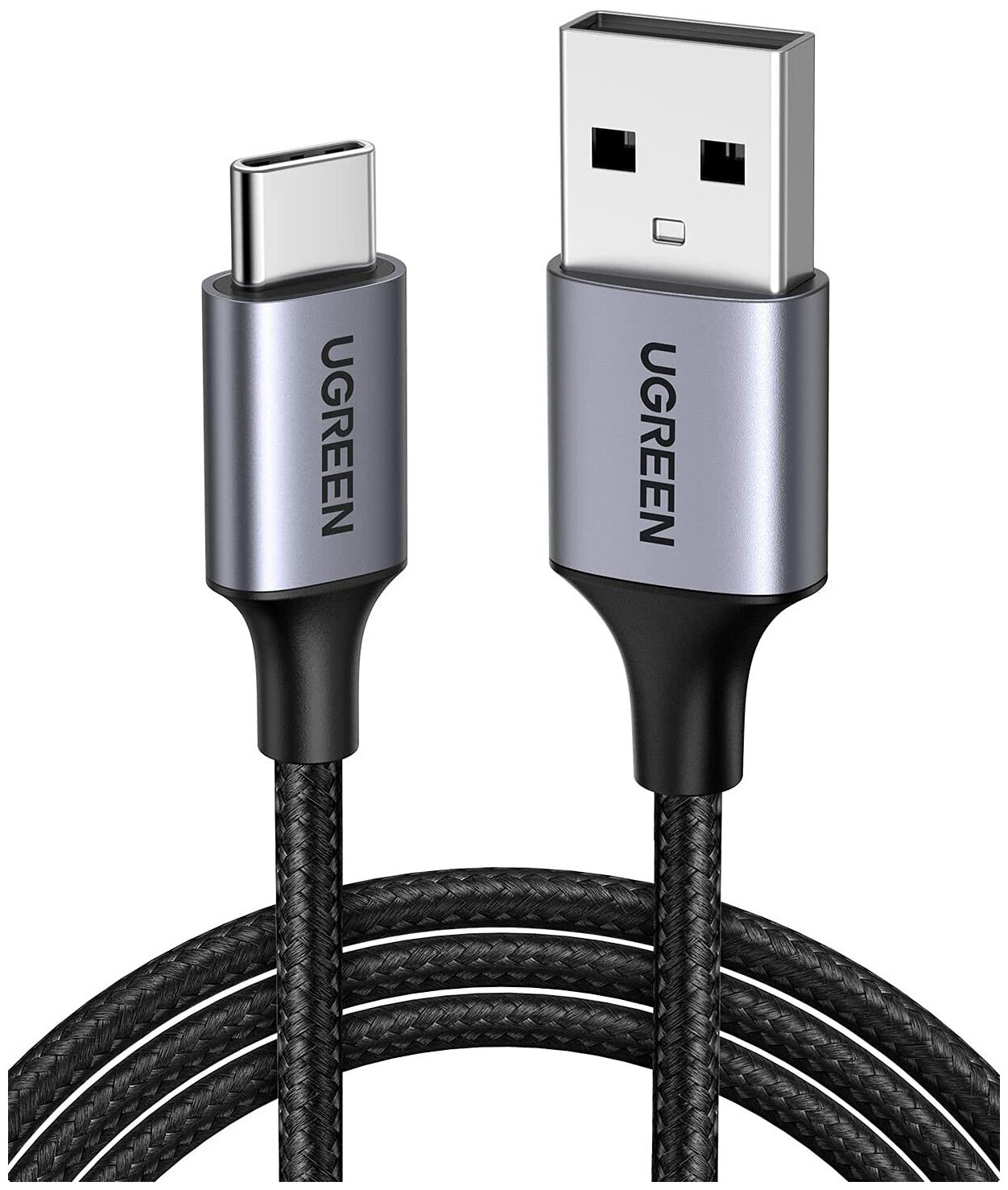 UGREEN US288 (60408) USB-A 2.0 to USB-C Cable Nickel Plating Aluminum Braid 3m - Space Gray