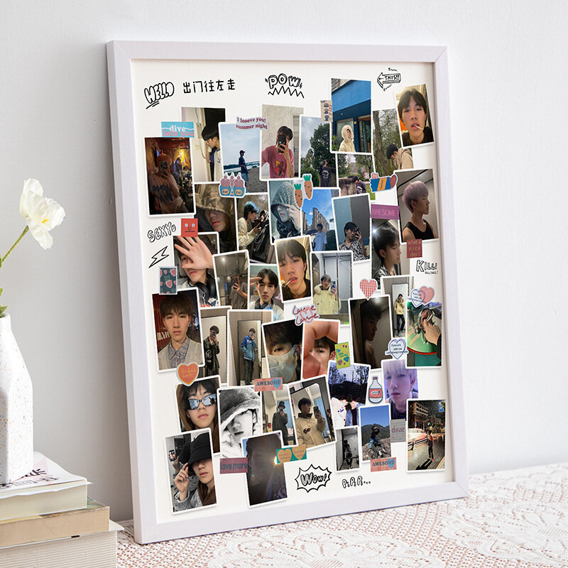 Фоторамка из массива дерева, пазл с фотографией пары, ручной работы памятный альбом, рамка для фотографий Polaroid, подарок на день рождения и День святого Валентина.