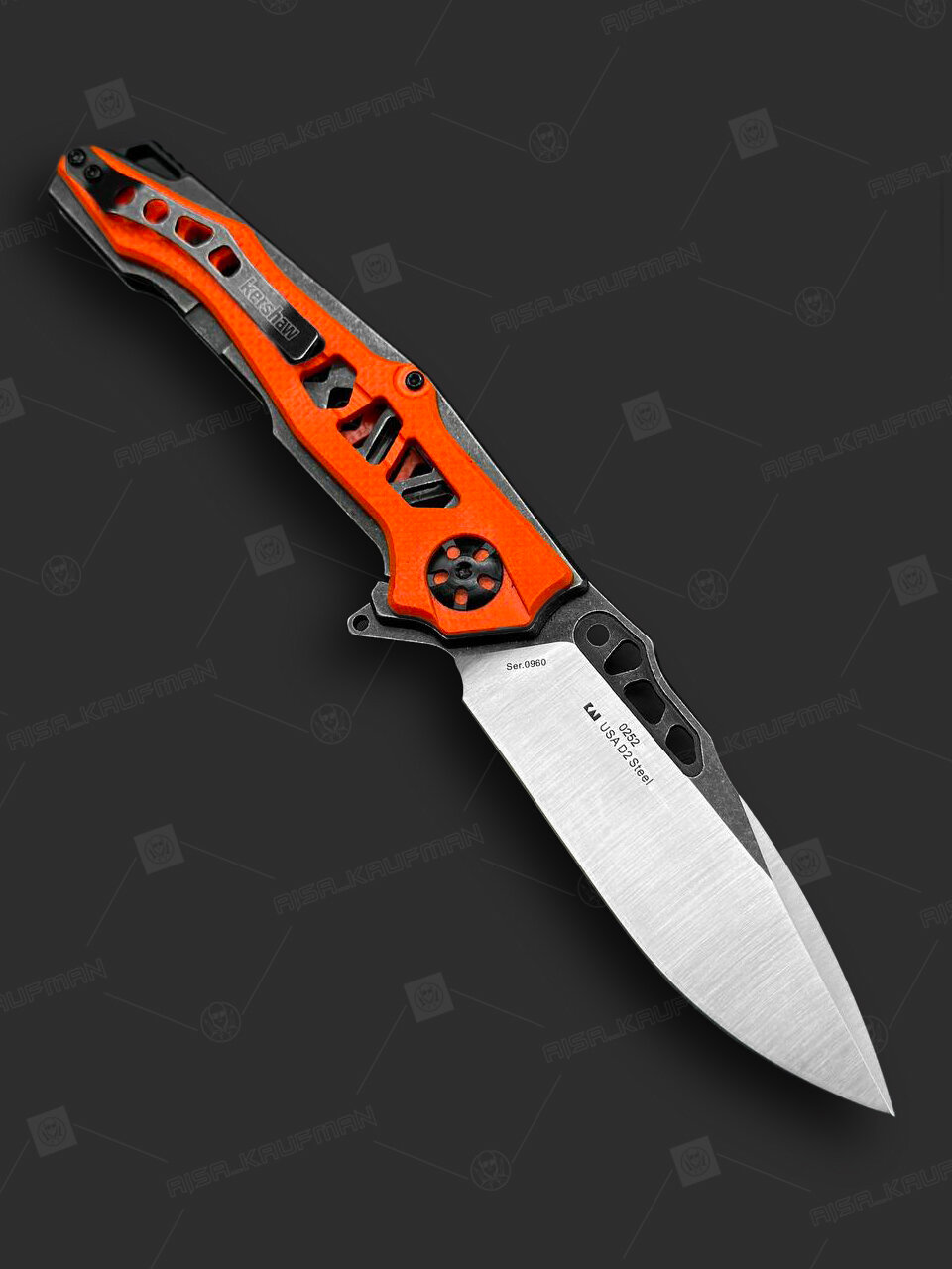 Нож складной туристический Kershaw-0252, оранжевый, рукоять G-10, Liner-Lock, сталь 8Cr13MoV, edc