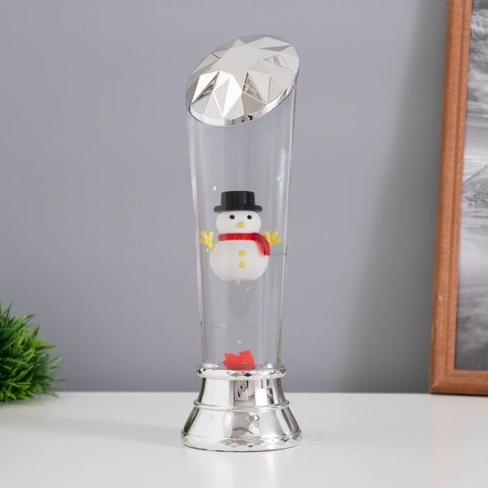 Лава лампа Снеговик LED 3хААА, USB серебро 6,5х8х23,7см