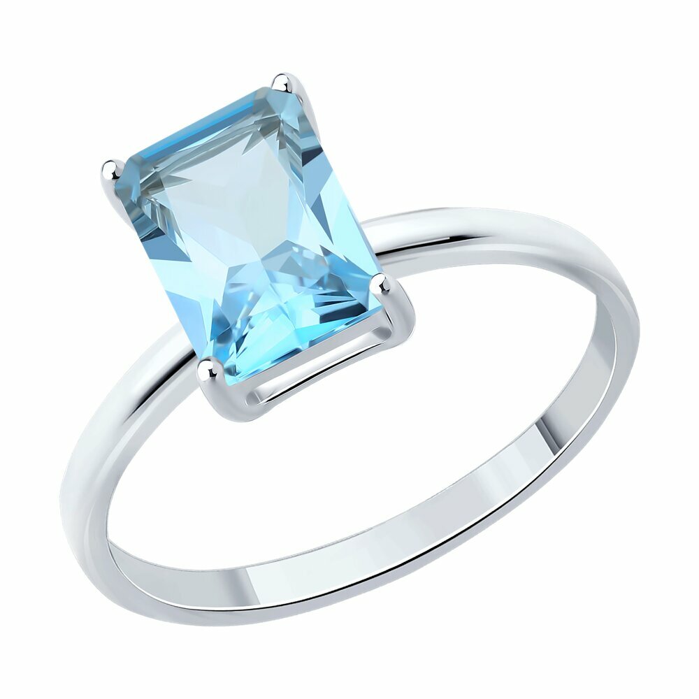 Кольцо, серебро, 925 проба, родирование, топаз