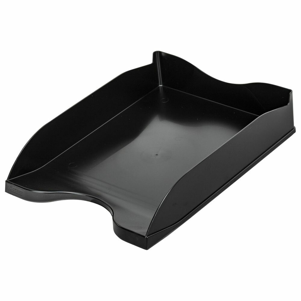 Лоток горизонтальный для бумаг BRAUBERG STYLE, 345х255х65 мм, черный (3 штуки в упаковке)