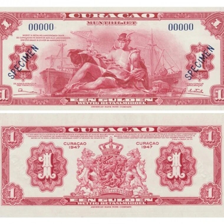 1 гульден 1947 Нидерландские Антильские острова "образец", сувенирная копия, банкноты и купюры редкие коллекционные