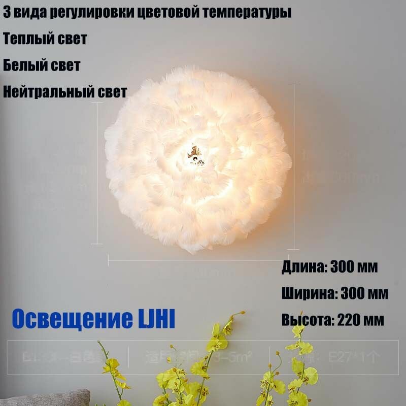 Настенный светильник LJHI, E27, дневной белый свет, 960 Лм, белый