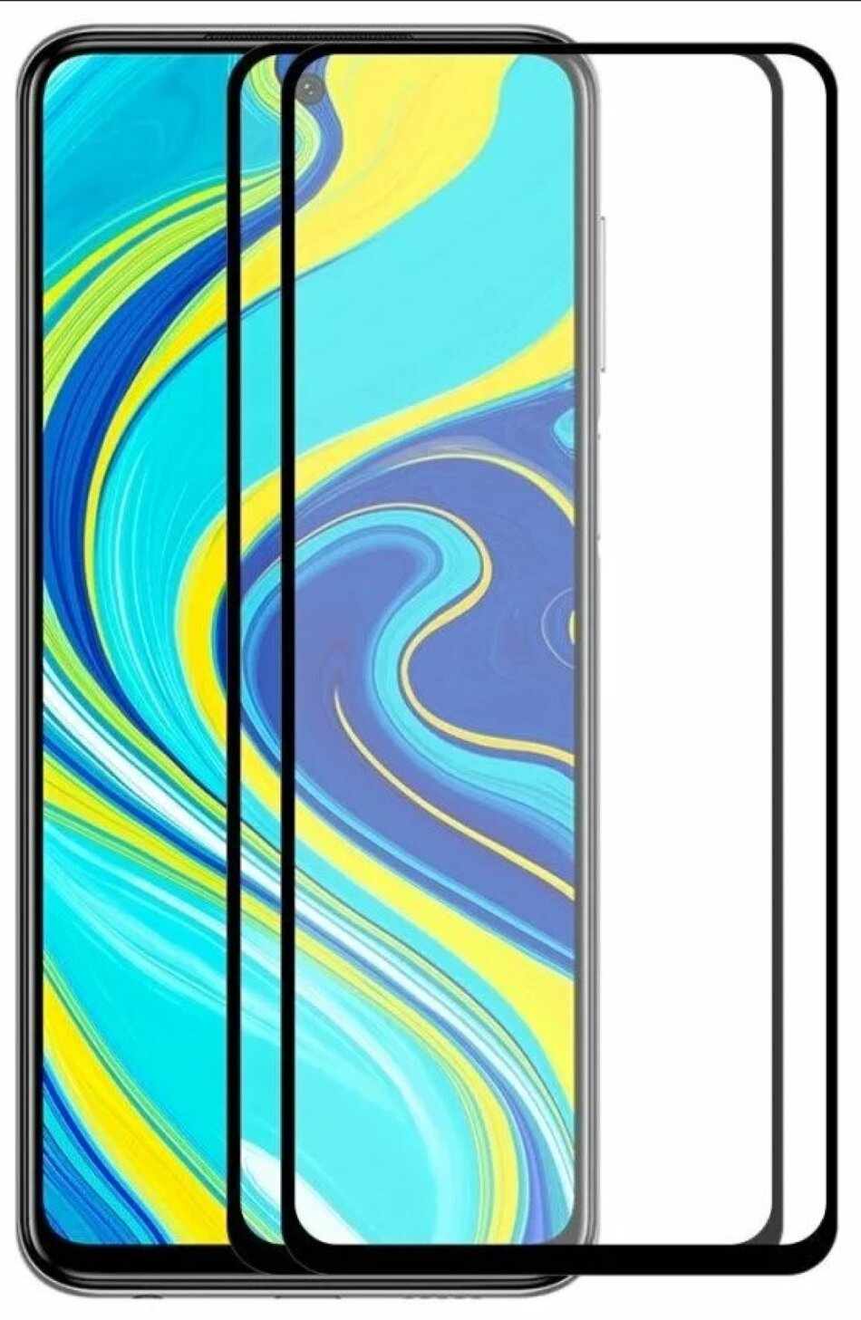 Комплект 2 шт, Защитное стекло для Xiaomi Redmi Note 10 Pro 3D на весь экран с черной рамкой