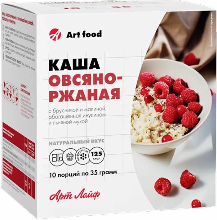 Арт Лайф Каша Овсяно-ржаная с брусникой и малиной Обогащена инулином и льняной мукой, без сахара