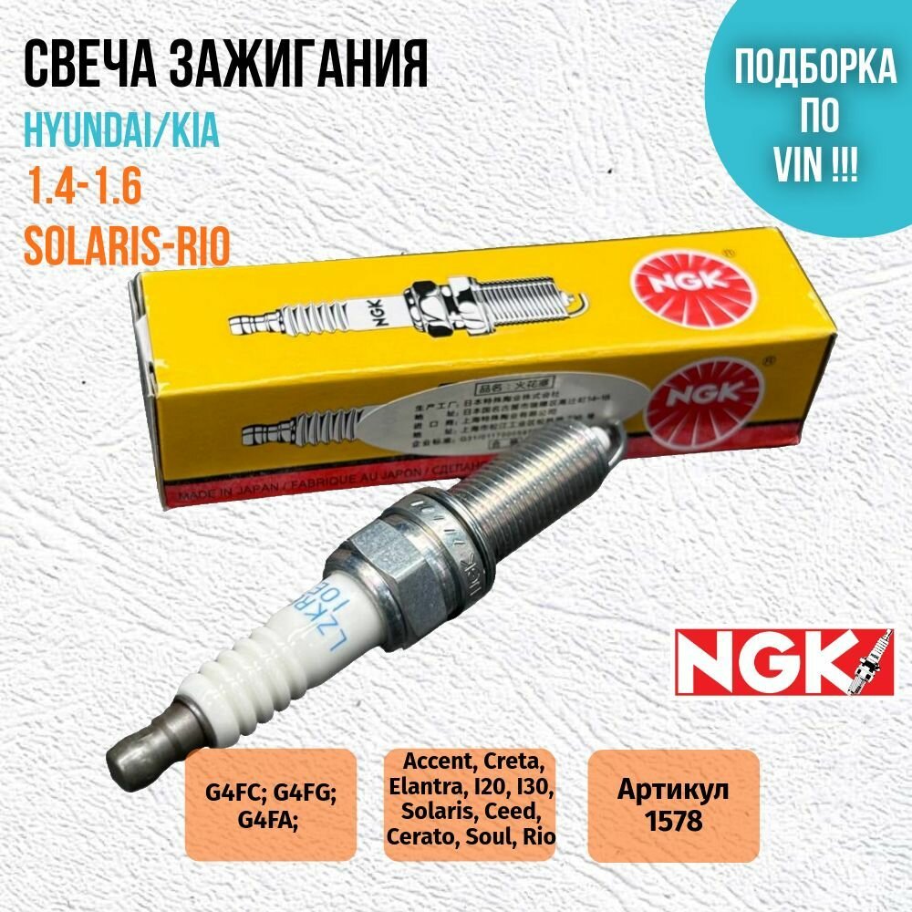 Свеча зажигания NGK Хендай Солярис, Киа Рио G4FA-G4FC-G4FG