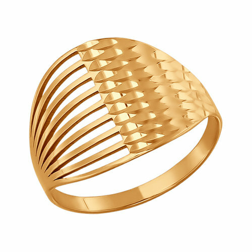 Кольцо широкое, красное золото, 585 проба, родирование