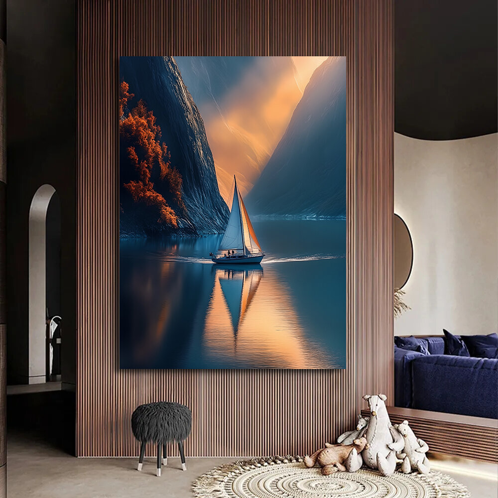 Морской пейзаж / Парусник в море, картина с природой, 60х80 см.