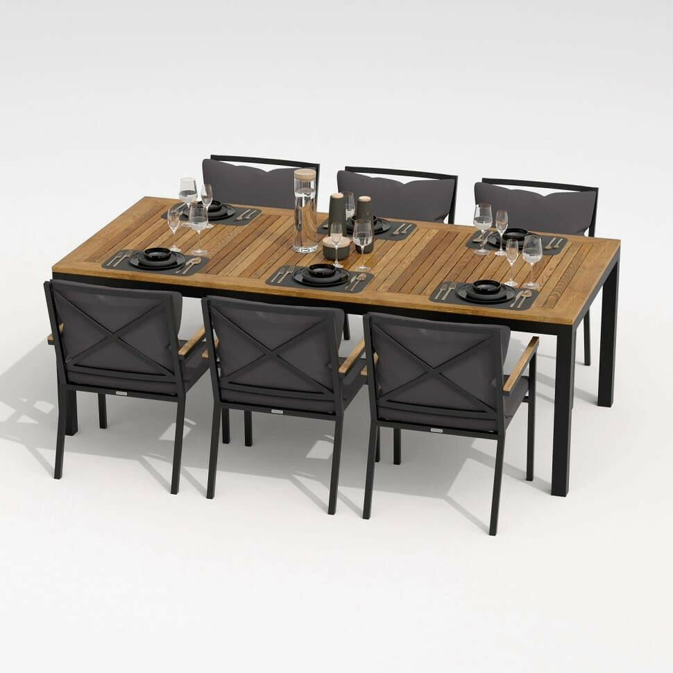 Обеденная группа TELLA FESTA plus каркас карбон / стол тик 220 / ткань антрацит