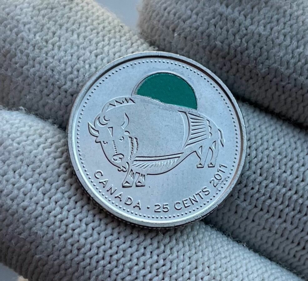 Канада 25 центов 2011 года Природа Канады-Бизон UNC