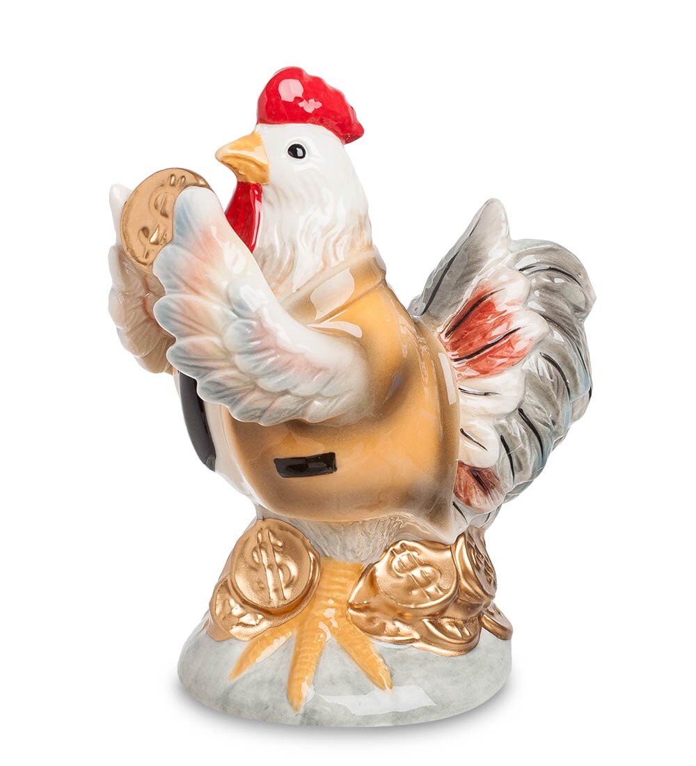 Статуэтка Pavone Петух с монетой на удачу