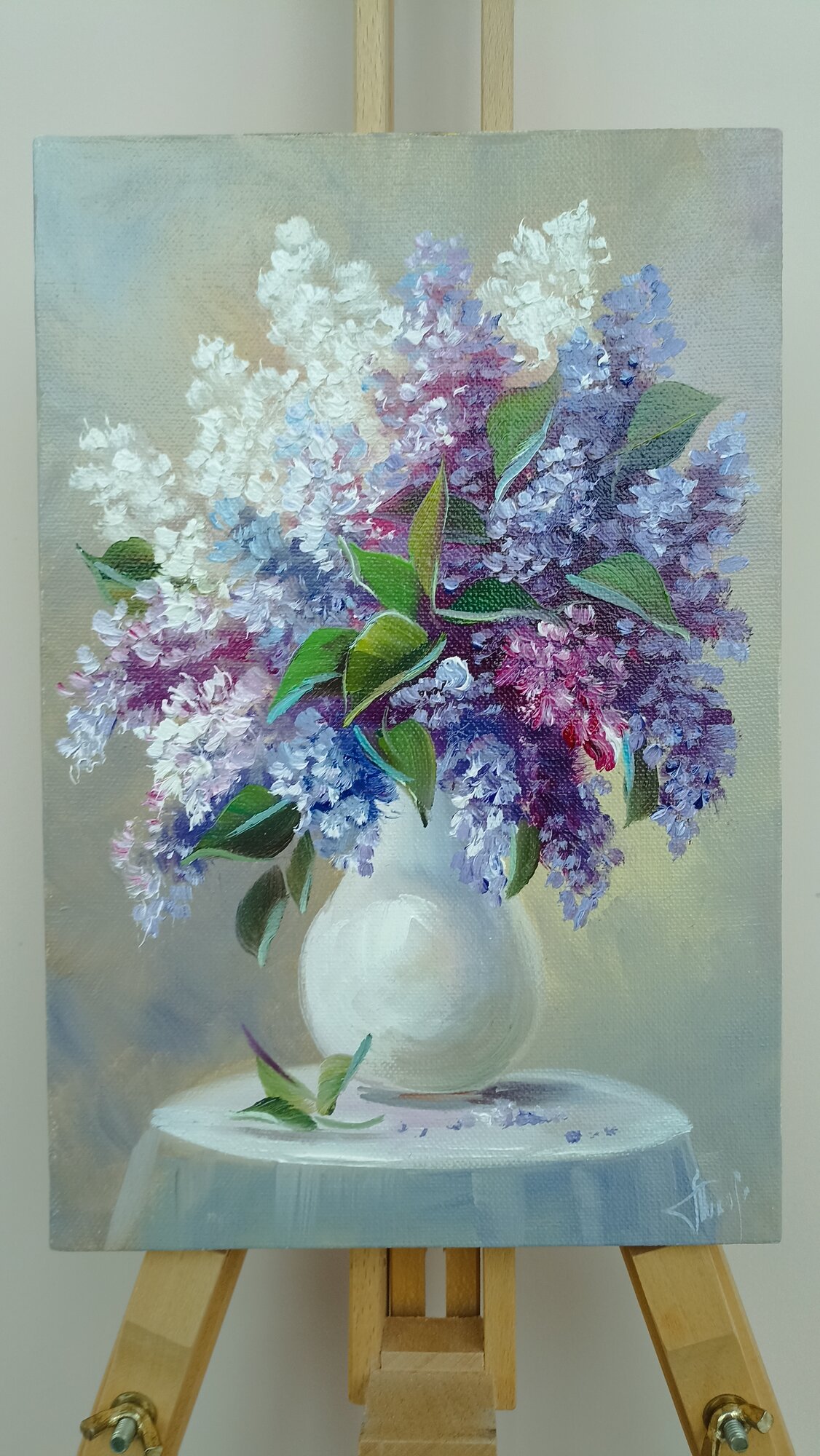 100% ручная работа, 100% живопись от Художественной Мастерской Грëзы. Картина маслом на холсте. Сирень. 20х30 см.