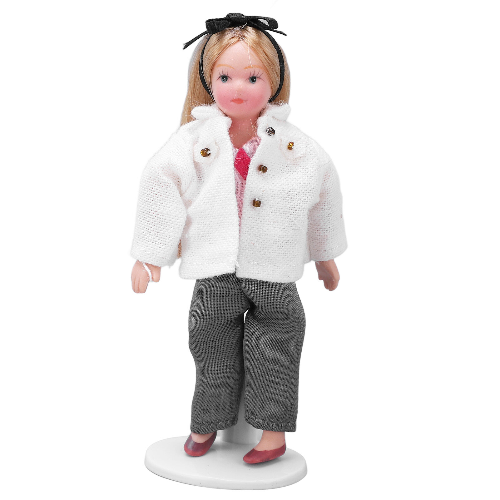 Миниатюрная керамическая кукла-девочка в масштабе 1/12, реалистичные миниатюрные люди с подвижными конечностями, миниатюрная фарфоровая фигурка для украшения кукольного домика