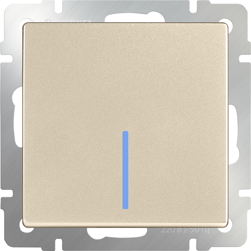 Выключатель встраиваемый одноклавишный с подсветкой WERKEL WL11-SW-1G-LED / W1110111 шампань