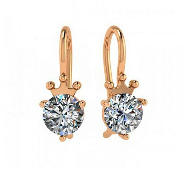 Серьги, красное золото, 585 проба, фианит