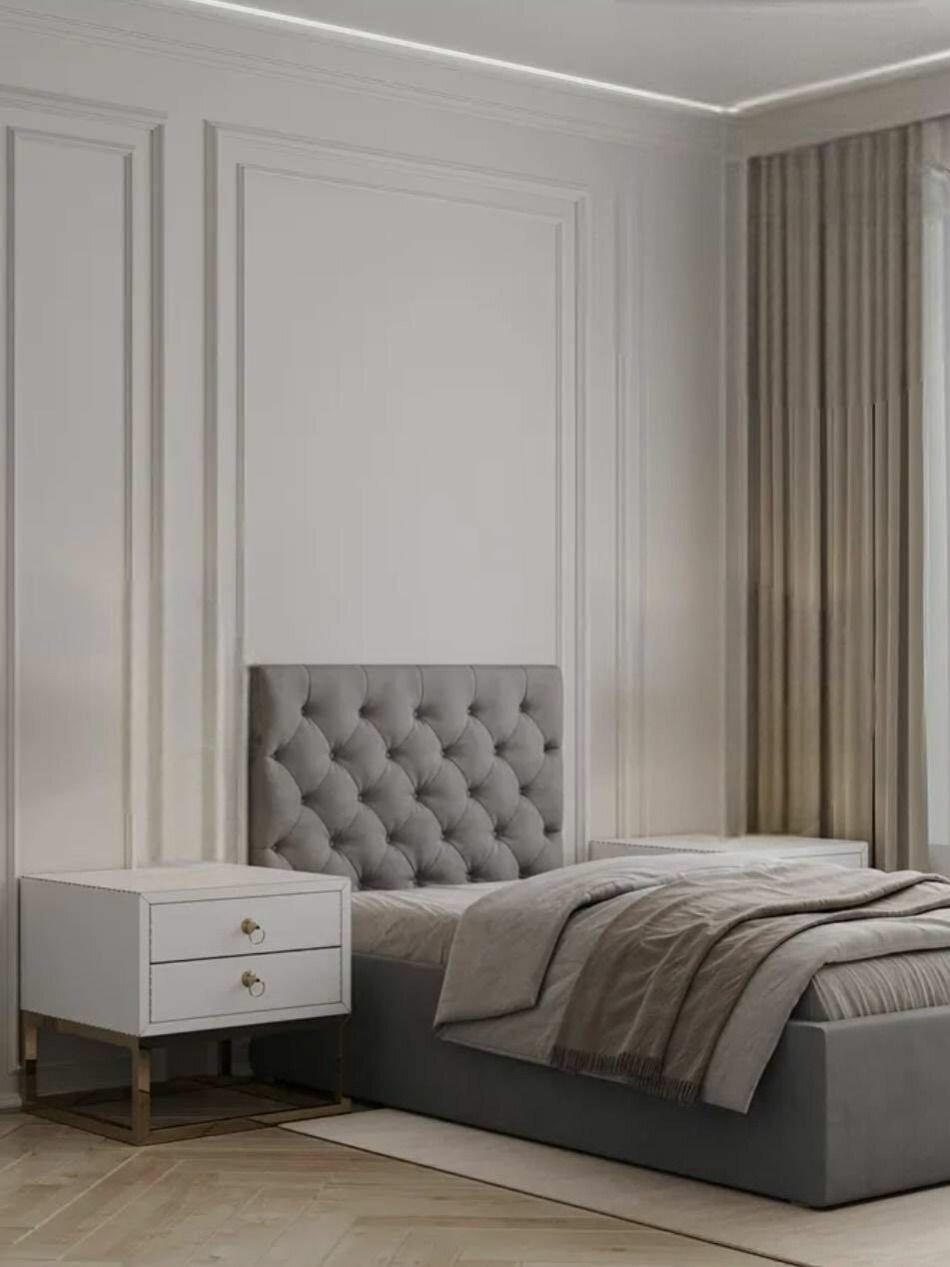 Кровать односпальная 80х200, Софа, с подъемным механизмом, ортопедеческим основанием и ящиками для белья, Темно-серая