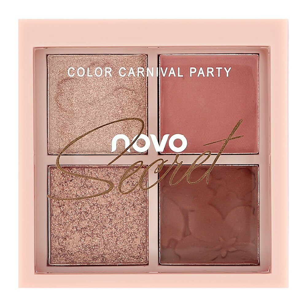 Палетка теней для век NOVO COLOR CARNIVAL PARTY 4 оттенка, тон 01