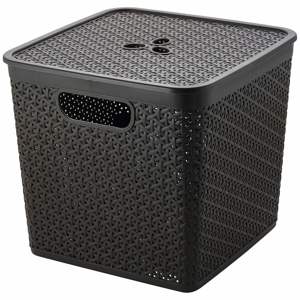 Корзина для хранения Plast team "Keeplex", Rattan, пластик, 21 л, 30х30х28 см, квадратная, цвет Темный каштан