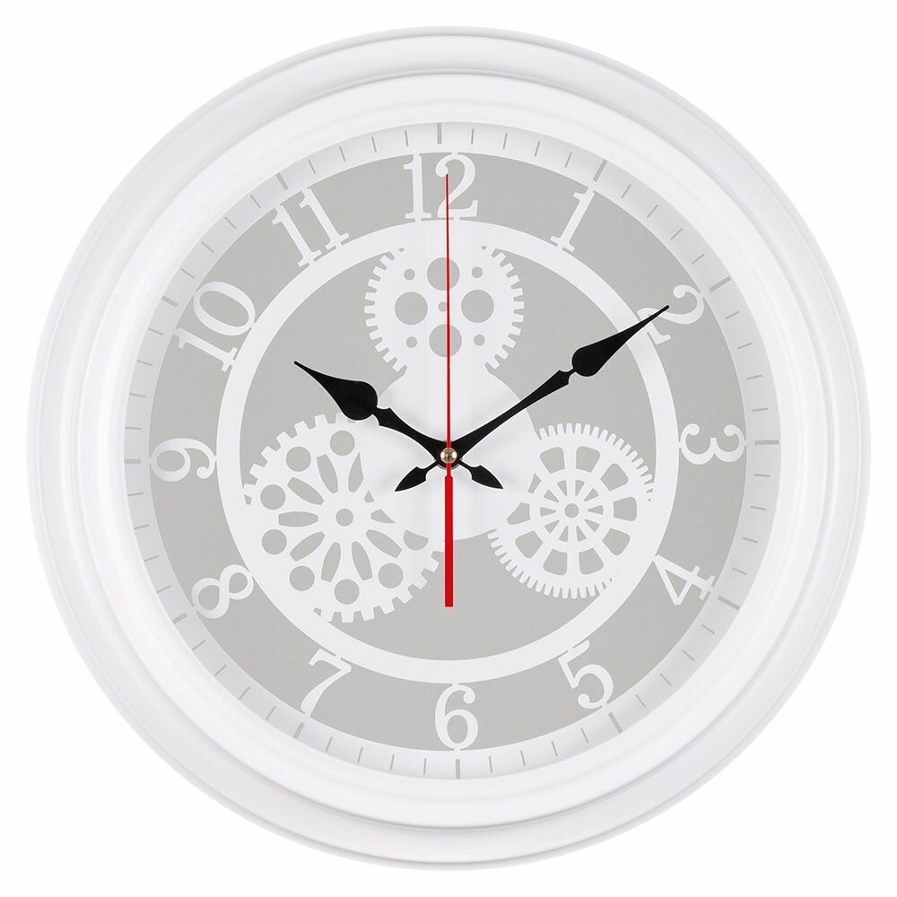 Часы настенные Рубин "Скелетон", из металла, диаметр 40 см, корпус белый (4043-009)