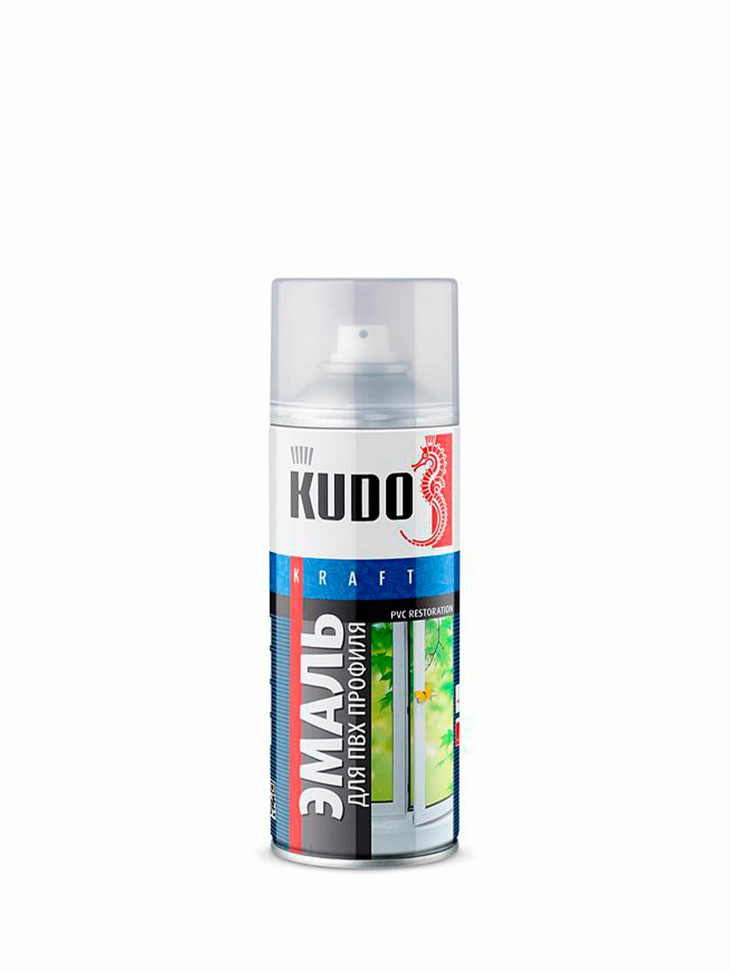 KUDO Эмаль 6101, для ПВХ профиля, белая, аэрозольная краска, 520 мл