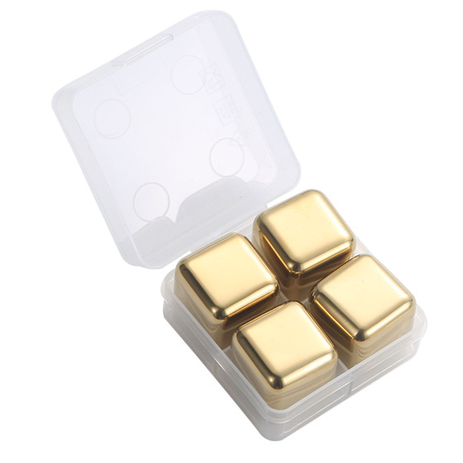 Металлические кубики льда из нержавеющей стали для напитков, многоразовые камни для виски с щипцами для льда для быстрого охлаждения напитков, золотистая отделка