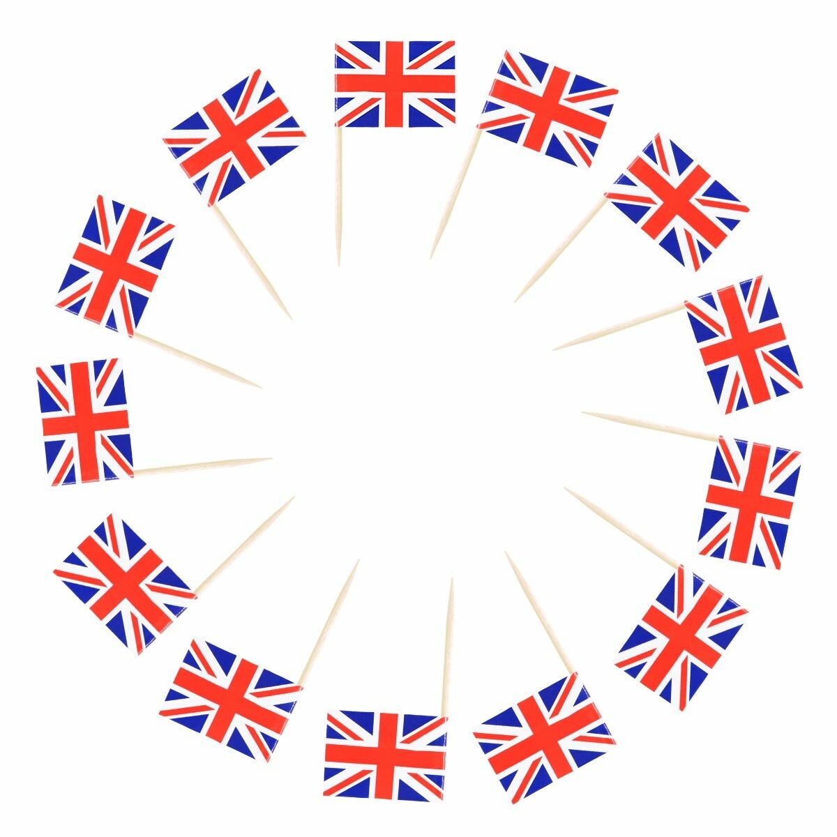 Деревянные мини-флаги Великобритании для украшения, praktik размер 6.50x3.50x0.10 см, 100 штук в упаковке