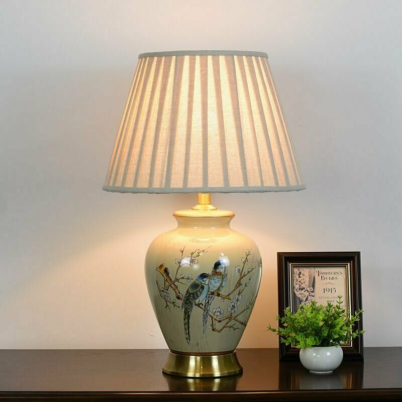Классическая керамическая настольная лампа,50X33CM, для спальни, прикроватная лампа для гостиной, Настольный светильник в китайском стиле