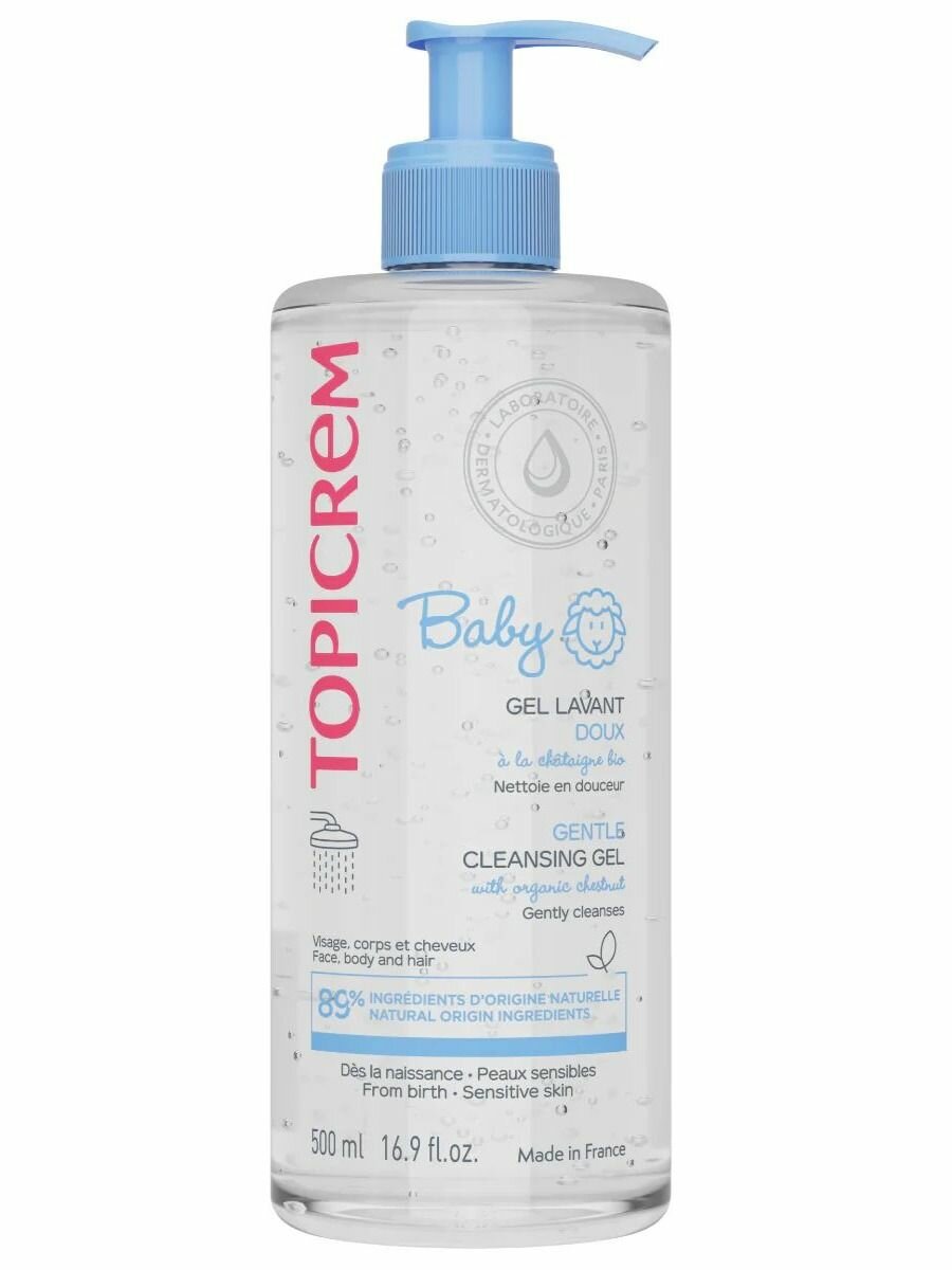 Топикрем Гель Нежный очищающий для детей очищающий, 500 мл (Topicrem Baby Gel lavant doux)