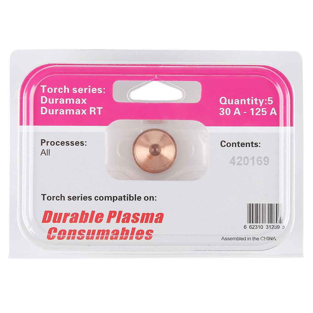 5 шт. сопел для плазменного резака, наконечники резака 420169, расходные материалы для резака MAX125, сменные, прочные