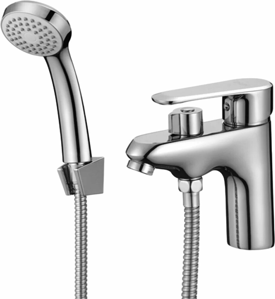 Смеситель на борт ванны D-lin D131362 С внутренней частью, встраиваемый, с душевой лейкой, хром, глянцевый, латунный, смеситель для ванны с душем, рычажный