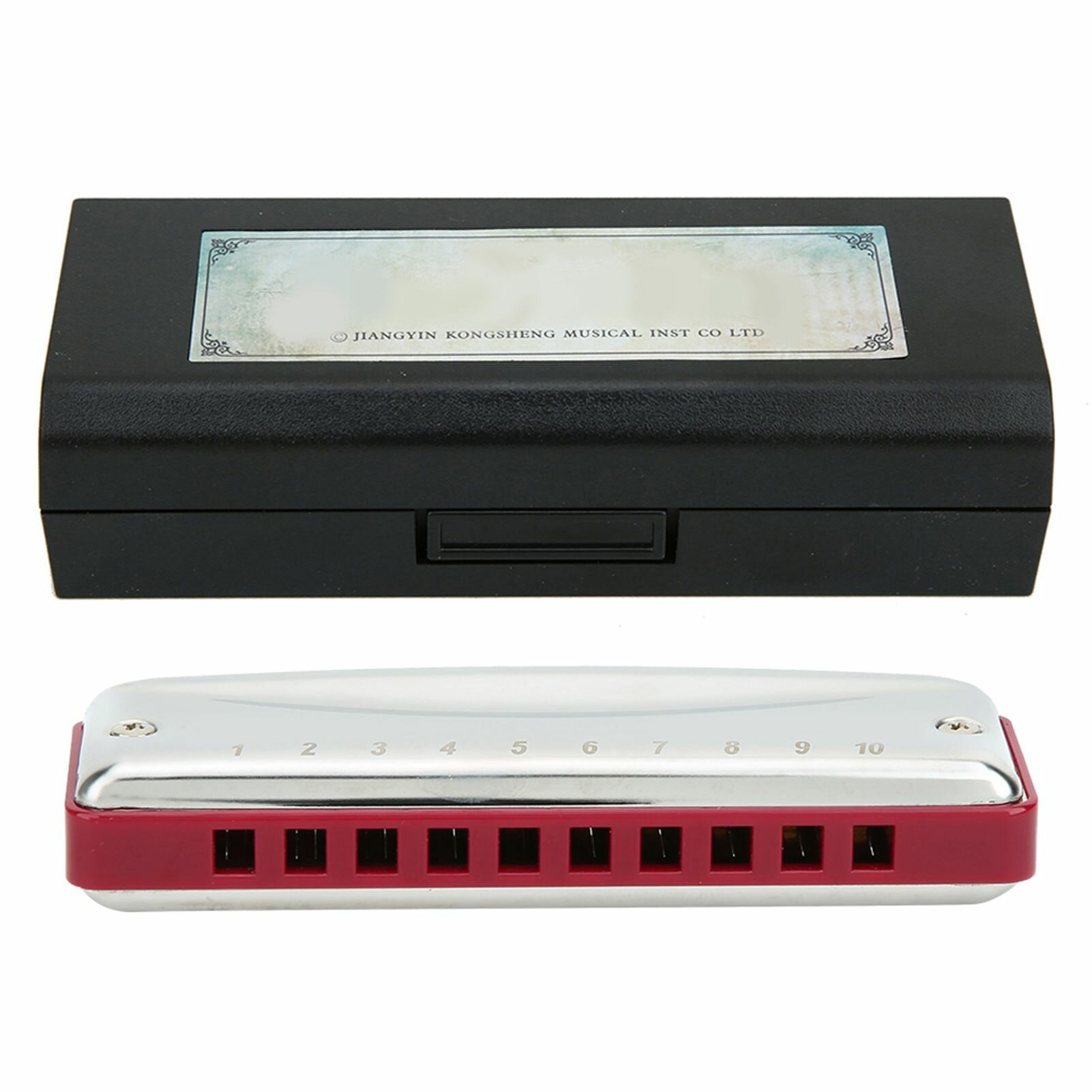 Губная гармошка с 10 отверстиями Blues Db Key Harp Портативный музыкальный инструмент для начинающих, красный