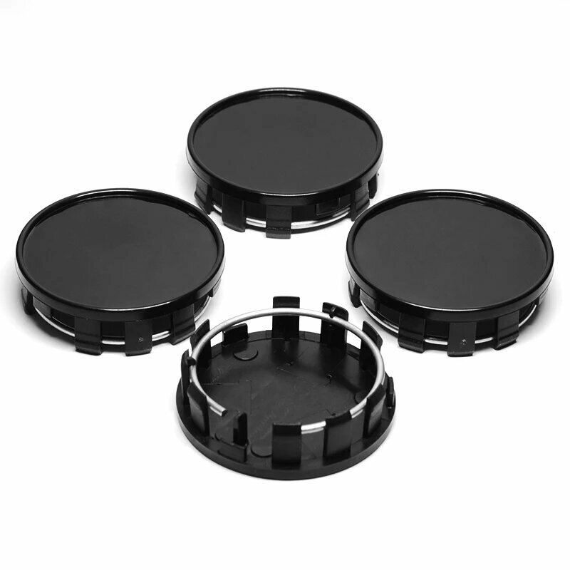 Колпачки для ступиц обода колеса автомобиля, 54 мм (52-50 мм), 4 шт, черные, хромированные, Черный