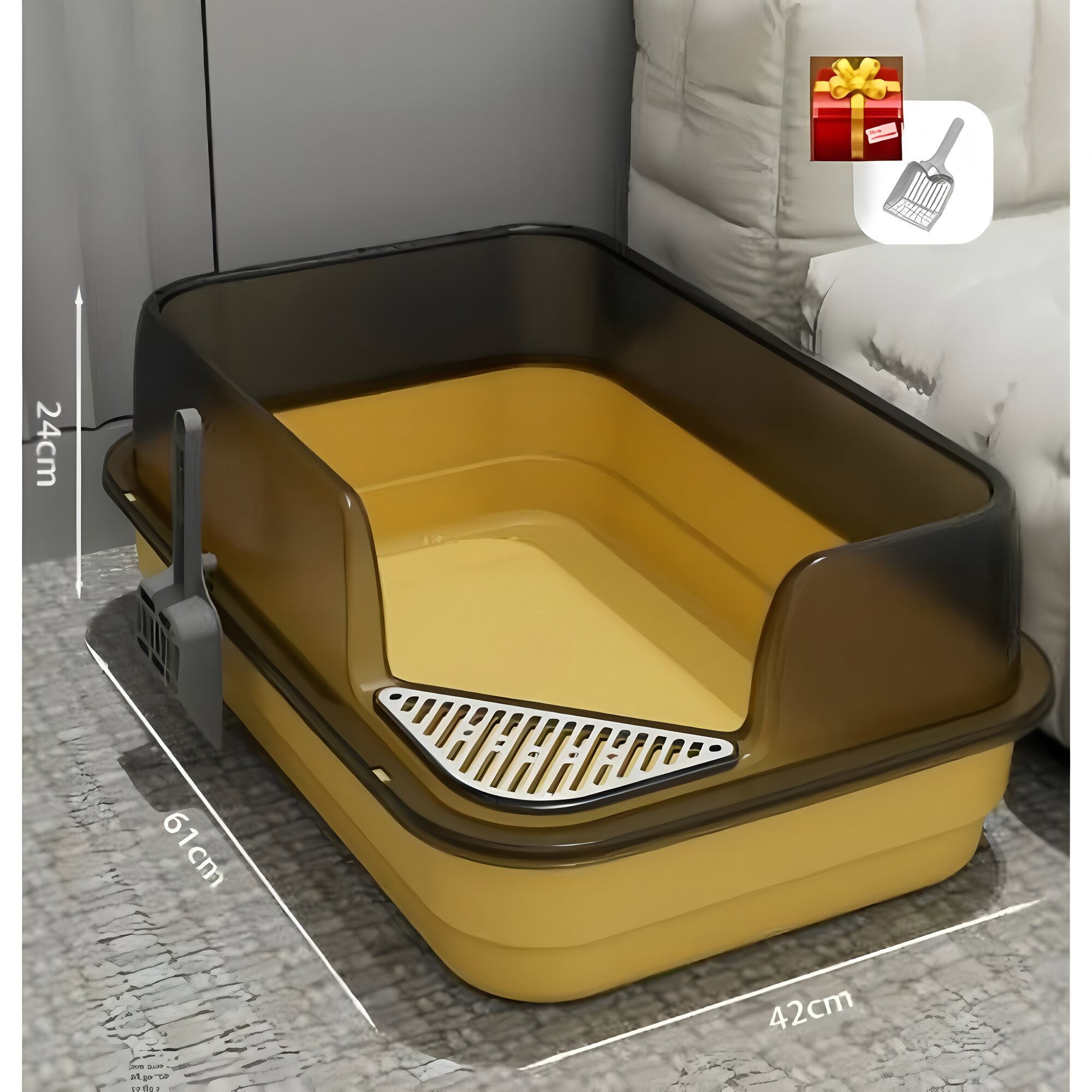 61x42x24см Лоток для кошек большой, Туалет для кошек с совочком