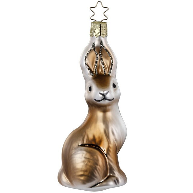 Стеклянная елочная игрушка Заяц Руфус 12 см, Inge Glas (Инге Глас), 10125S025