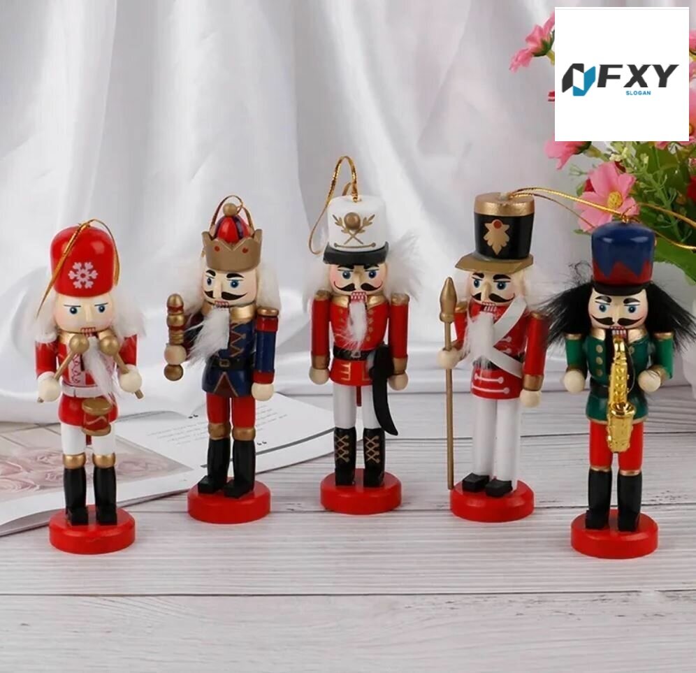 Эксклюзивный набор из 5 деревянных фигурок Щелкунчика для рождественской елки