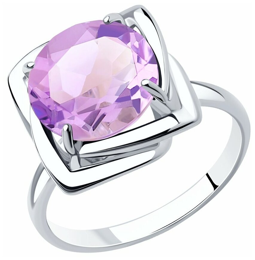 Кольцо помолвочное, серебро, 925 проба, родирование, аметист