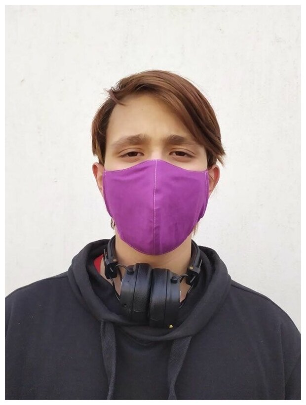 Санитарно-гигиеническая маска, хлопок, цвет: розовый, размер М для женщин и детей