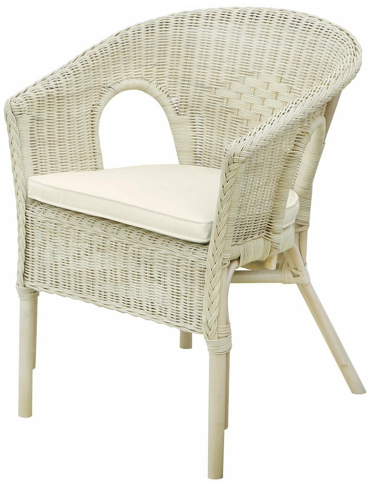 Кресло садовое Rattan grand berlin с подушкой wash white бежевые подушки