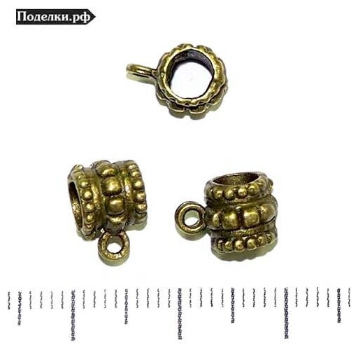 Фурнитура для бижутерии Бейл Цилиндр резной 0008116 бронзовый цвет 7x10 мм, цена за 10 шт.