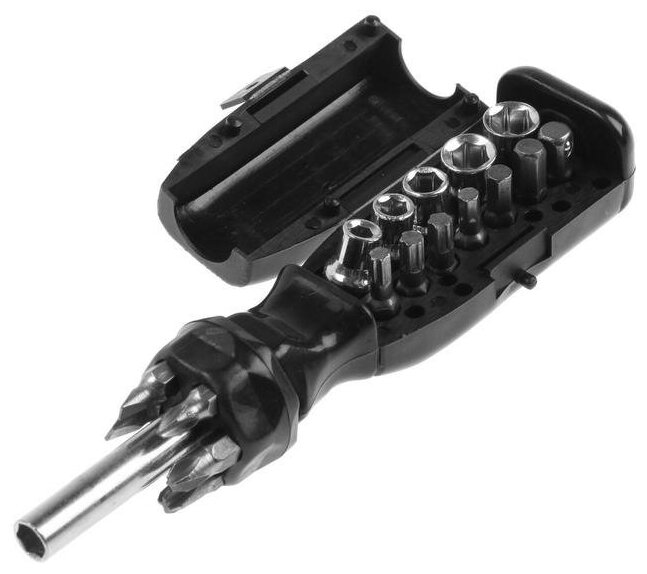 Тундра Отвертка с набором бит и головок тундра, 19 предметов