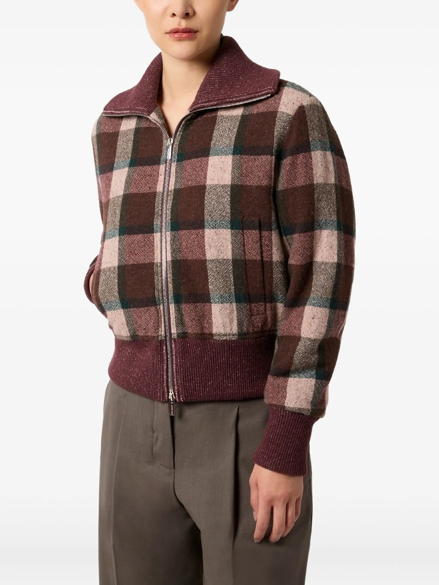 Куртка Paul & Shark Check-pattern bomber jacket, размер 42, розовый — фото 1