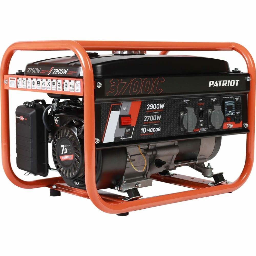 Бензиновый генератор с мощностью 2.9 кВт, индикатором уровня топлива, 15 литровым баком и системой AVR для стабильной работы приборов