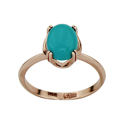 Кольцо, красное золото, 585 проба, бирюза