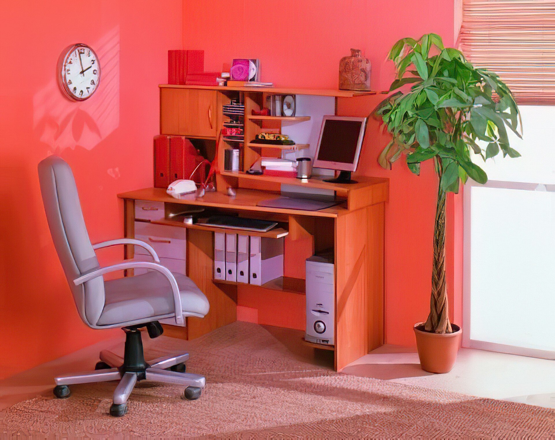 Компьютерный стол 1 Вишня Оксфорд 88 140x60x141 см, вишня оксфорд Дом мебели для вас