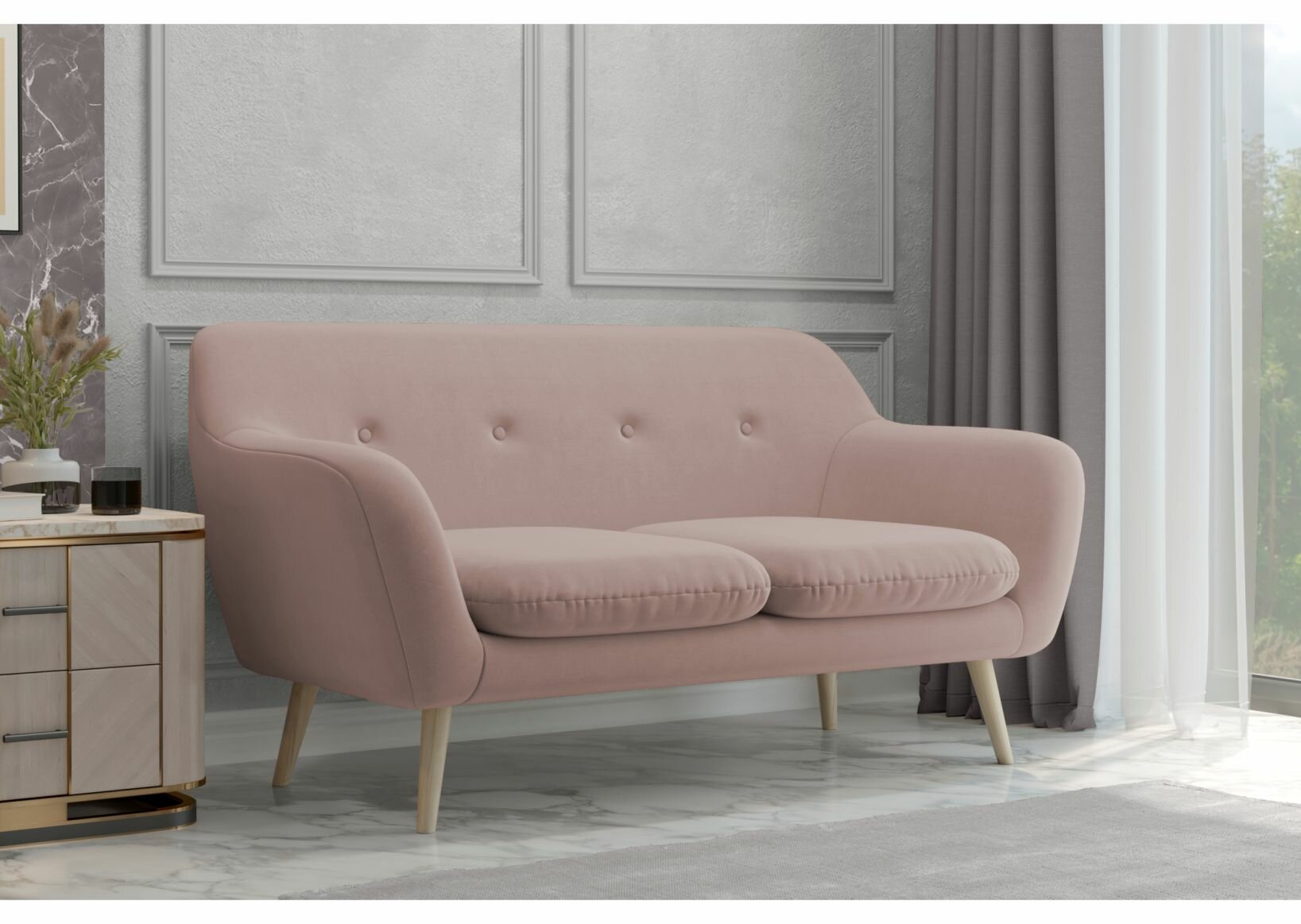 Диван прямой нераскладной Дайсон двухместный в цвете светло-коричневый (латте)